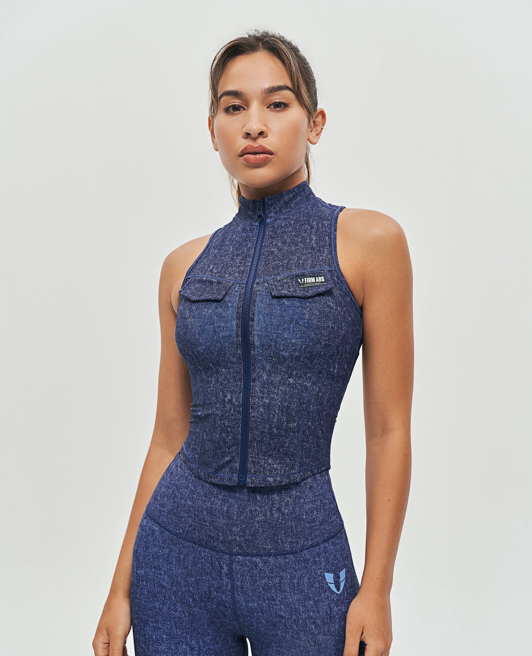 Army-Bauchmuskel-Tanktop – Jeansblau - FIRM ABS